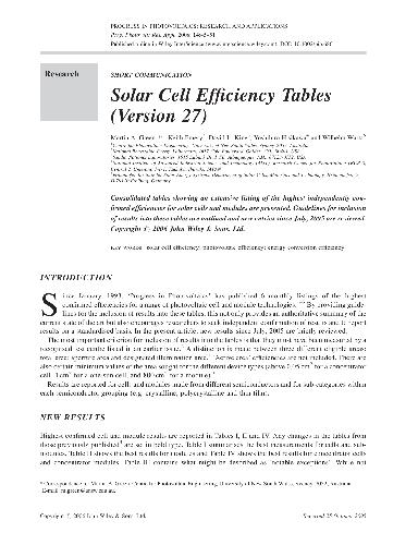 دانلود کتاب Solar Cell Efficiency Tables