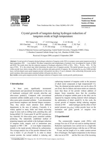 دانلود کتاب Crystal growth of tungsten during hydrogen reduction of ...