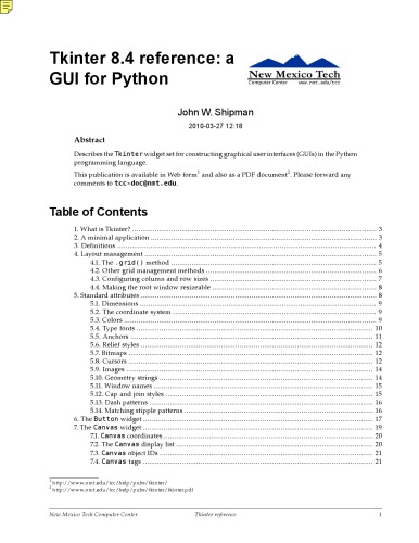 دانلود کتاب Tkinter 8.4 reference : a GUI for Python