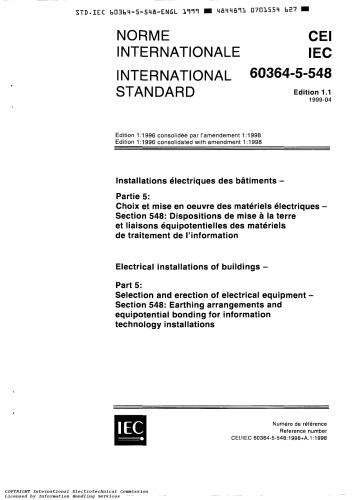 دانلود کتاب IEC 60364-5-52 Electrical installations of buildings - Selection and erection of ...