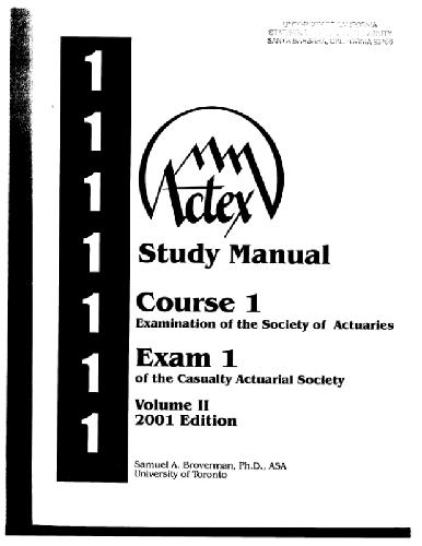 دانلود کتاب ACTEX Study Manual. Course 1. Exam 1