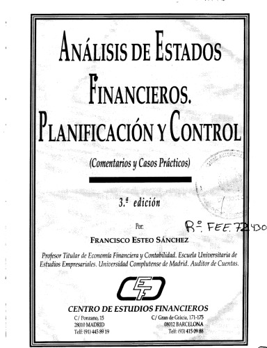 دانلود کتاب Análisis De Estados Financieros Planificación Y Control