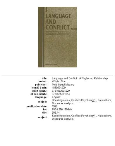 دانلود کتاب Language and Conflict: A Neglected Relationship