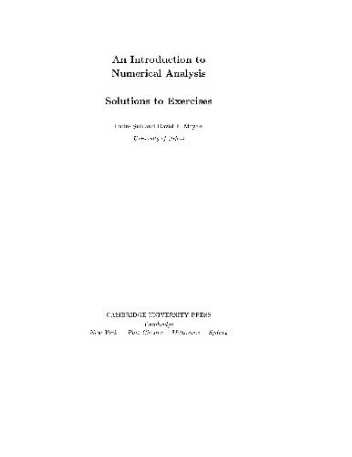 دانلود کتاب An Introduction to Numerical Analysis - Solutions